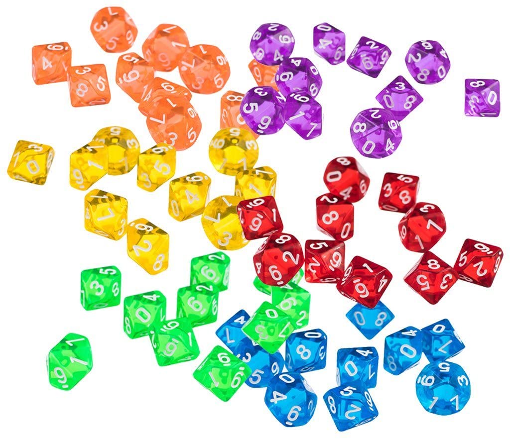 60 Pieces Acrylic Polyhedral Dice 10 Sided Polyhedral Game Dice for RPG ...