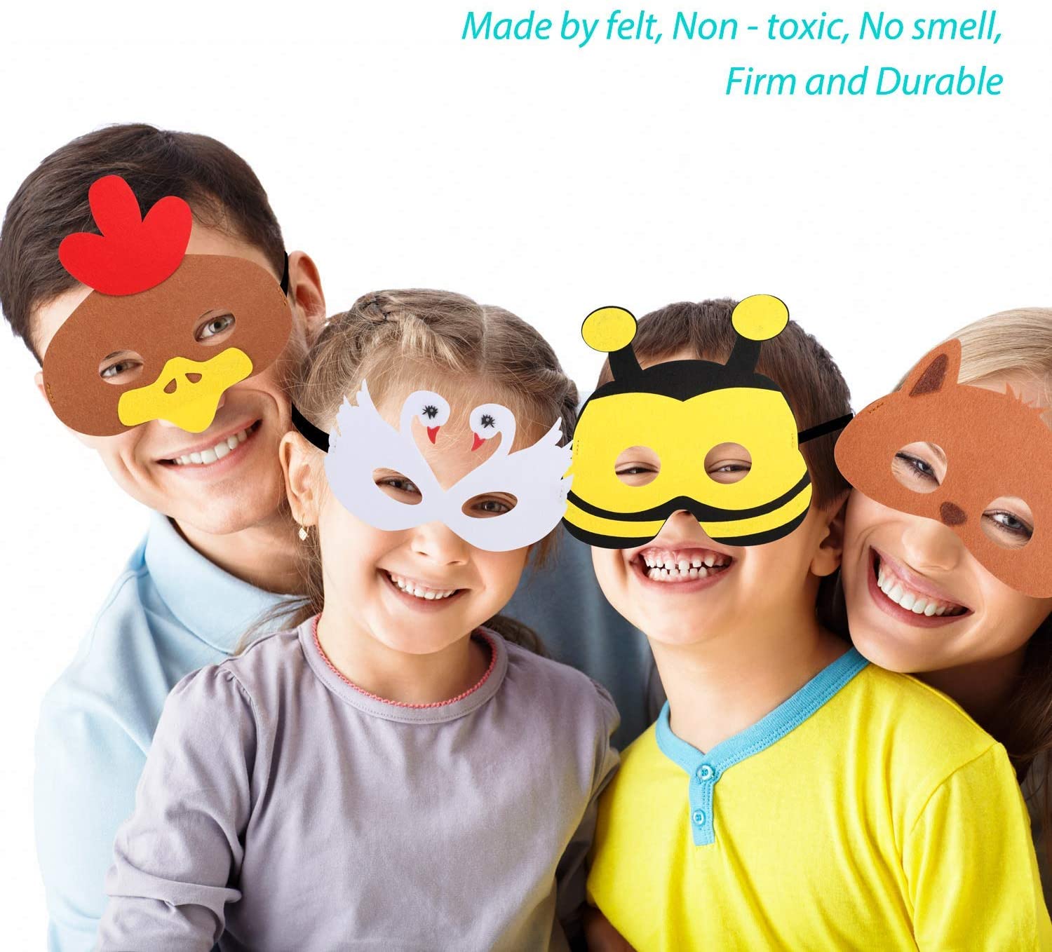 Queta 28 Pieces Party Masks for Children, Felt Masks for Animal Cosplay ...