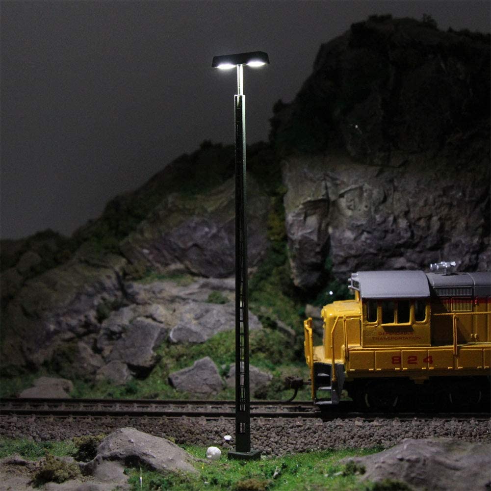 LQS54HO 3pcs Model Railway operating Lights Lattice Mast HO Scale lamp ...