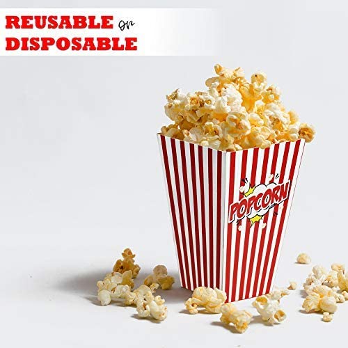 Matana – 50 Pack Red & White Striped Cardboard Movie Style Popcorn ...