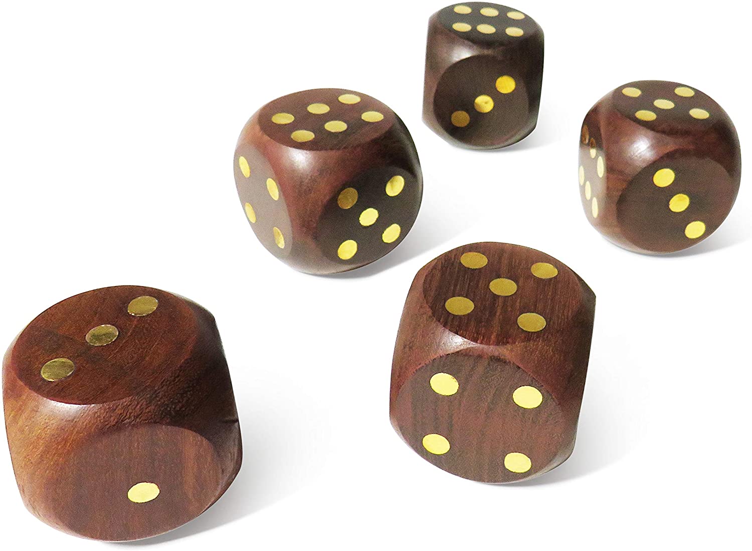 Purity Large Wooden Dice (4 cm x 4 cm x 4 cm) with brass inlaid dots ...