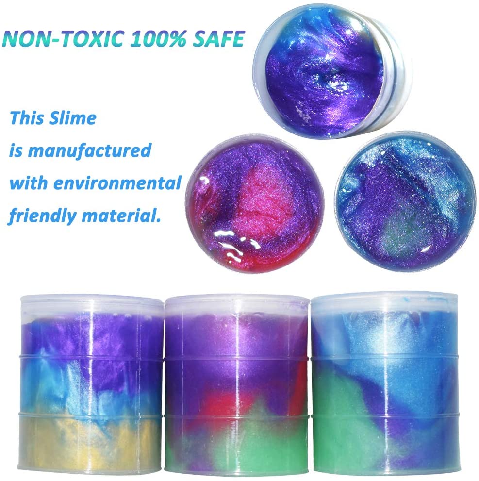 SWZY Fluffy Slime, 6 Pack Galaxy Slime Kit Stress Relief DIY Toys for ...