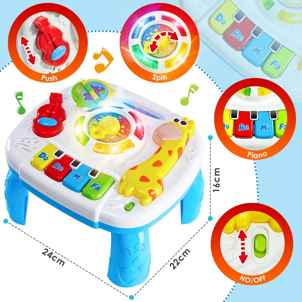 HERSITY Musical Learning Table Music Baby Toys with Lights and Sounds ...