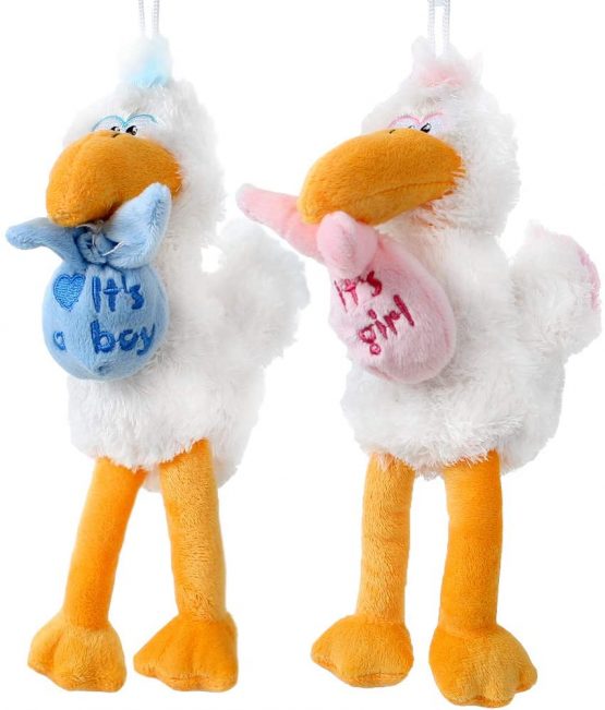 TE-Trend Plush Stork Rattle Stork 26cm Gift Birth Christening Baby ...