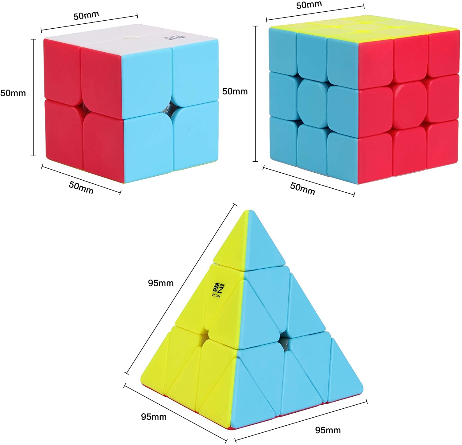 Roxenda Magic Cube Set of 2x2x2 3x3x3 Pyramid,Smooth Stickerless Cube ...