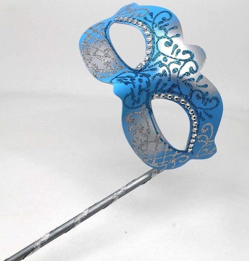 LADIES TURQUOISE & SILVER CRYSTAL JEWELLED EYES VENETIAN MASQUERADE ...