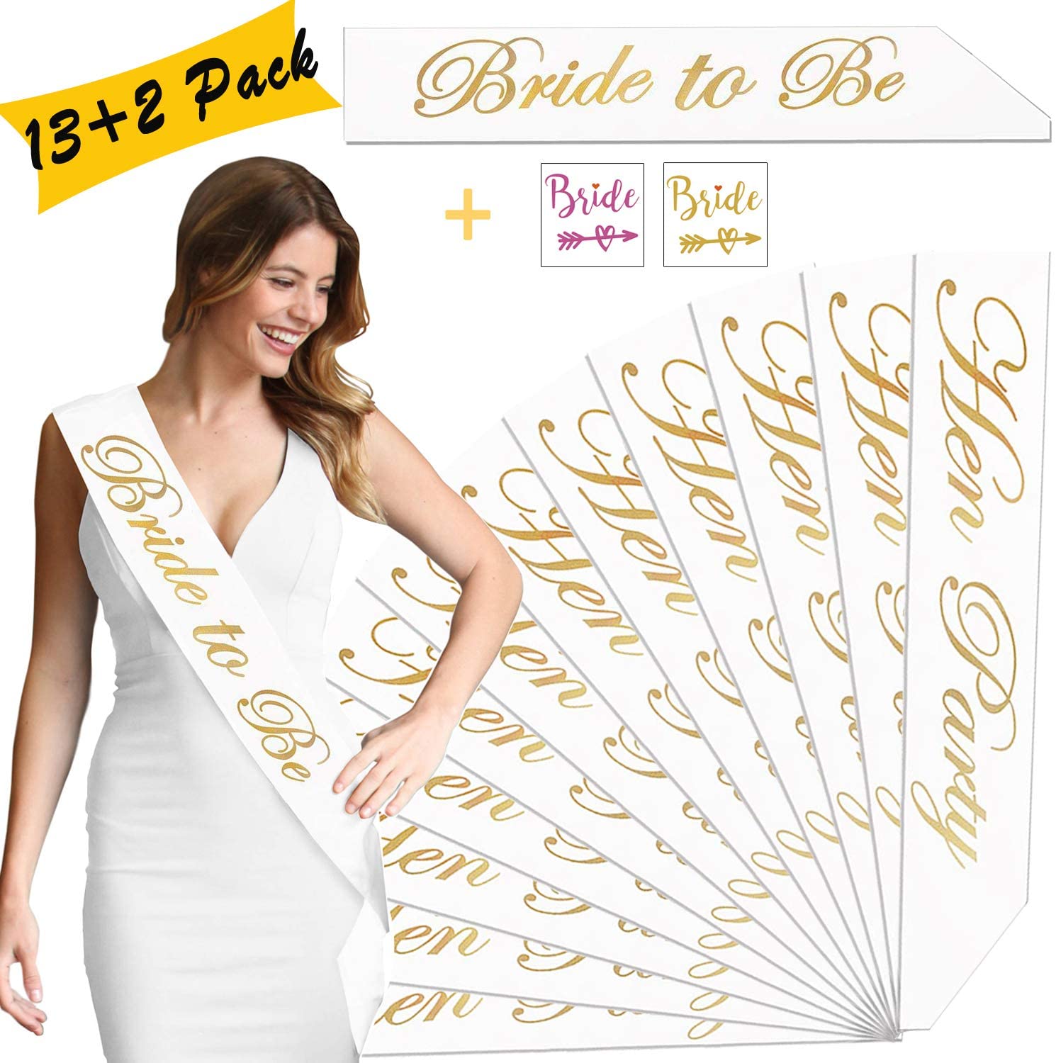 15 Pcs Hen Night Sash Set, Black Bride To Be Sashes + Hen Party Sashes ...