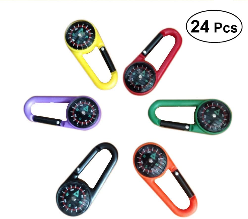 TOYMYTOY 24pcs Compass Climbing Carabiner Outdoor Self Locking ...