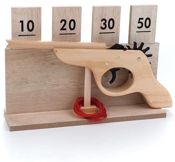 Brimtoy Wooden shooting game, rubber band gun target game – TopToy