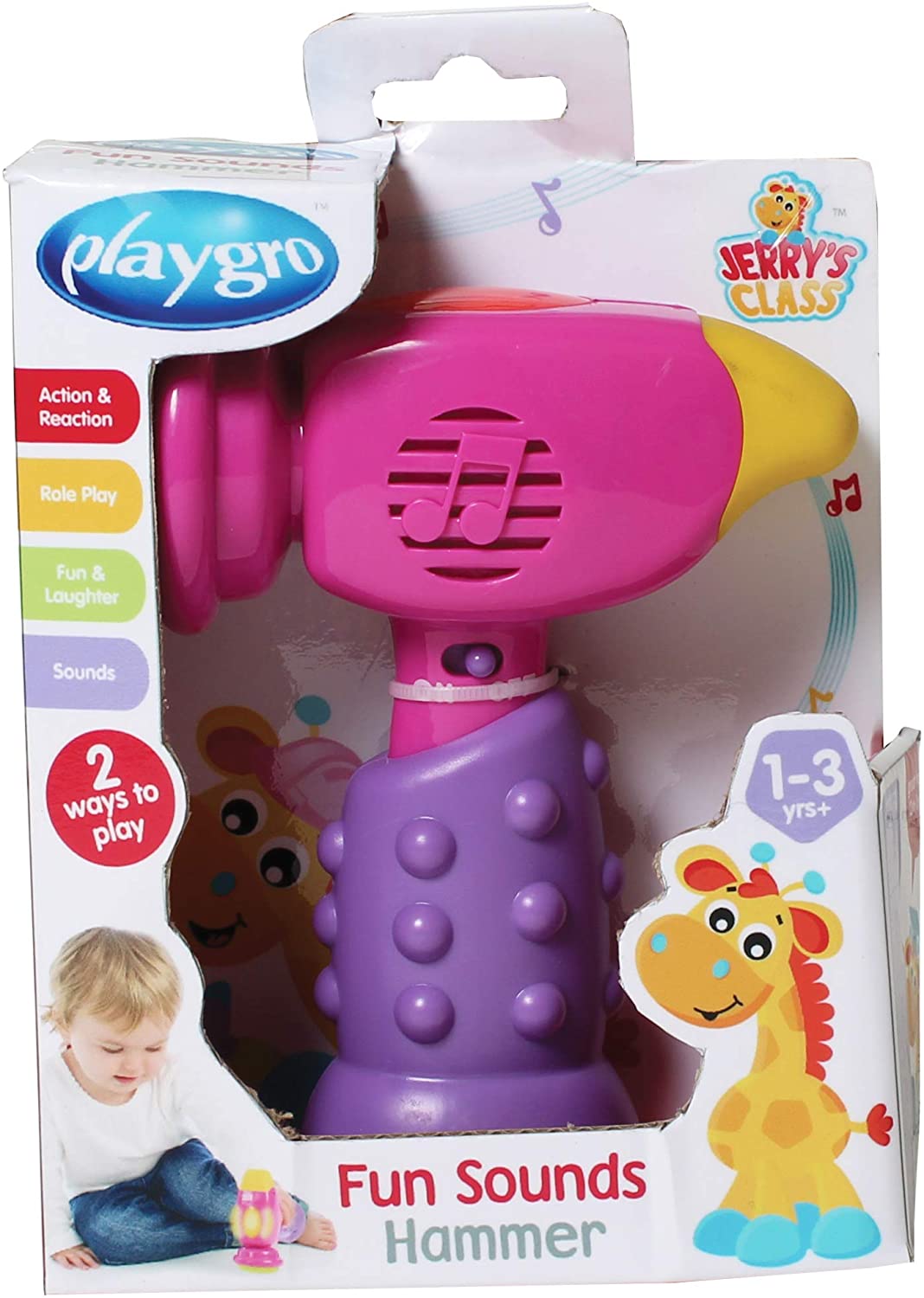 Playgro 6384692 Fun Sounds Hammer (Pink) for Baby Infant Toddler ...