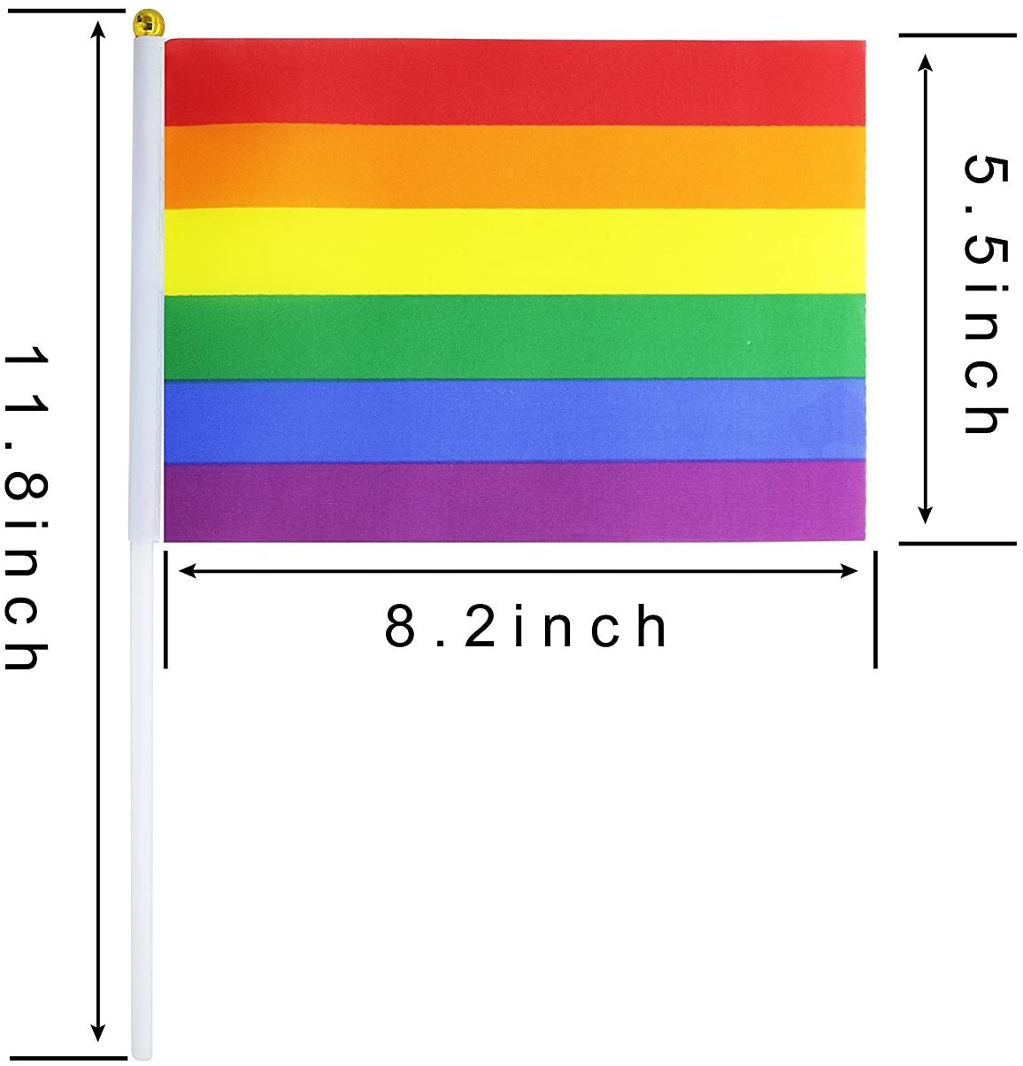 SUNREEK Rainbow Pride Gay Stick Flag,50 Pack Small Mini Hand Held LGBT ...