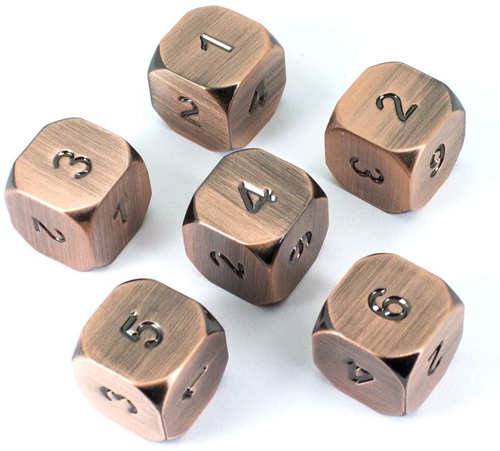 Paladin Roleplaying Bronze Metal D6 Dice – Set Of Six, Antique Finish ...