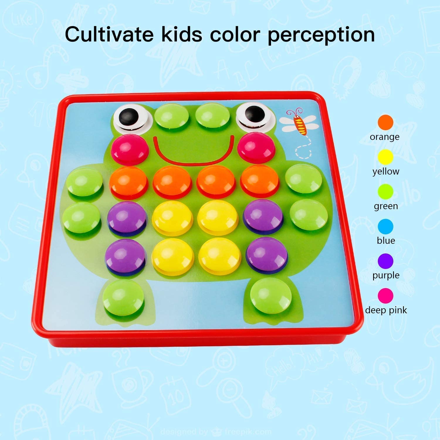 Button Art Toys for Toddlers, Geekper Mosaic Pegboard, Early Learning ...