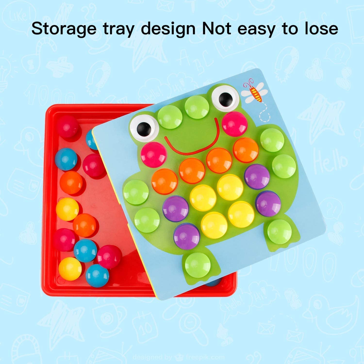 Button Art Toys for Toddlers, Geekper Mosaic Pegboard, Early Learning ...