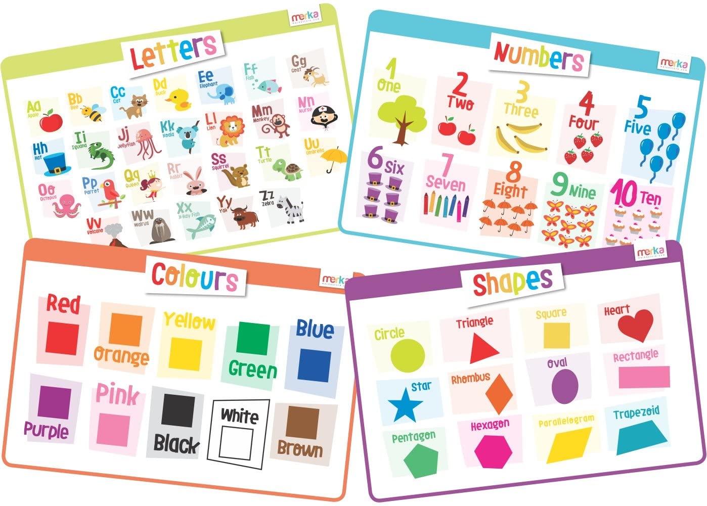 merka Kids Educational Placemats Non Slip Opposites Set Days Months ...