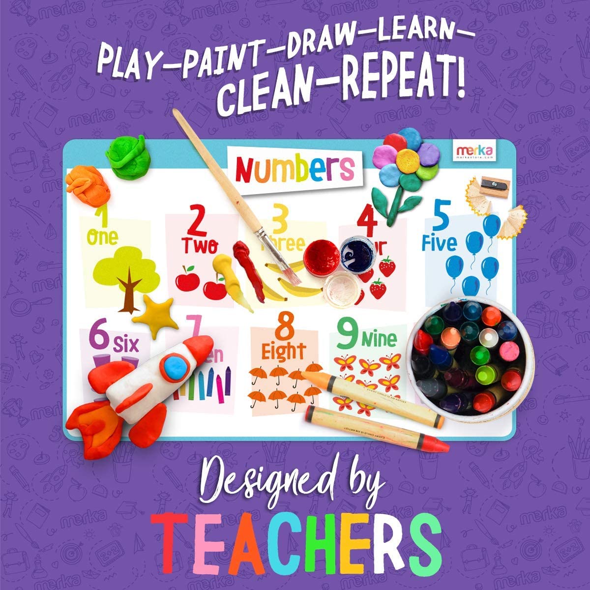 merka Kids Educational Placemats Non Slip Opposites Set Days Months ...