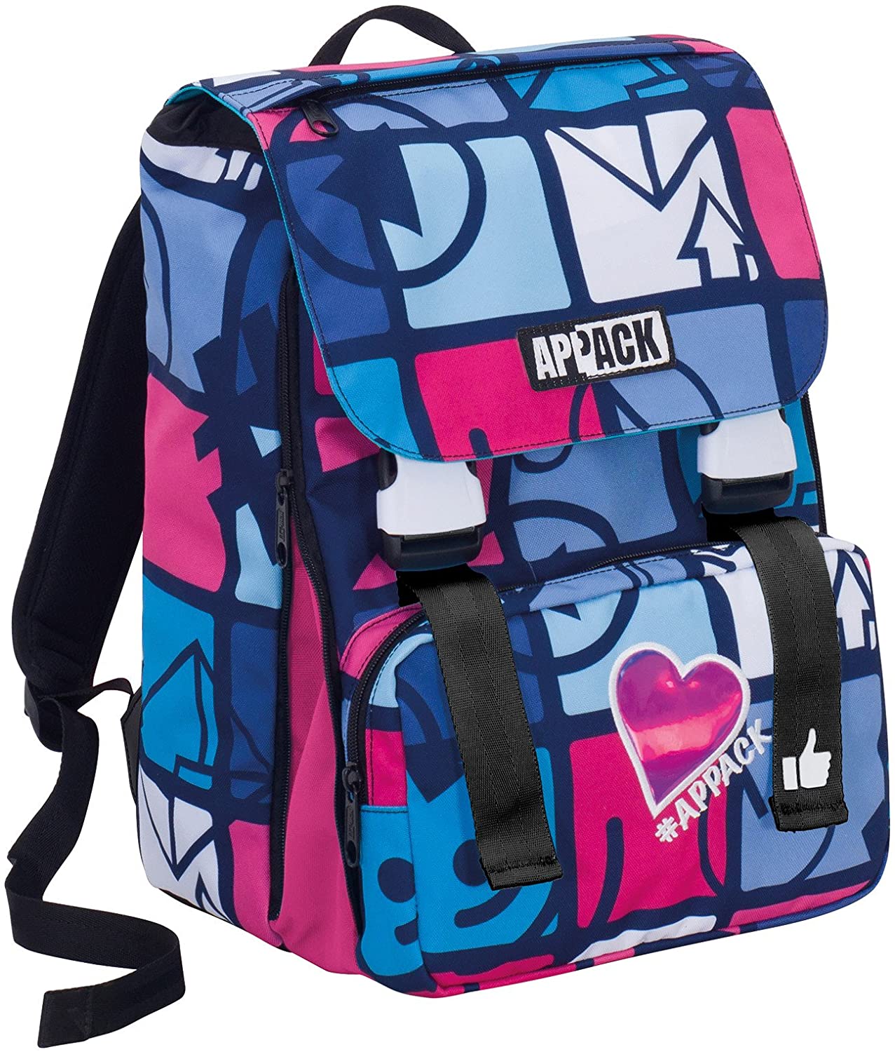School Expandable Backpack Appack , ICON SET , Pink Blue , 28 Lt ...