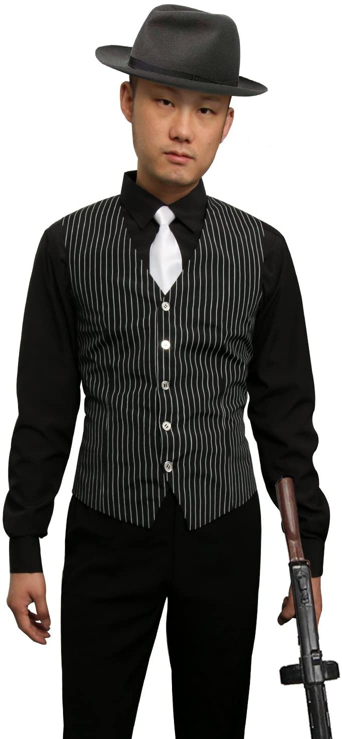 Nofonda 1920s Adult Men’s Gangster Shirt, Vest and Tie Costume 20’s ...