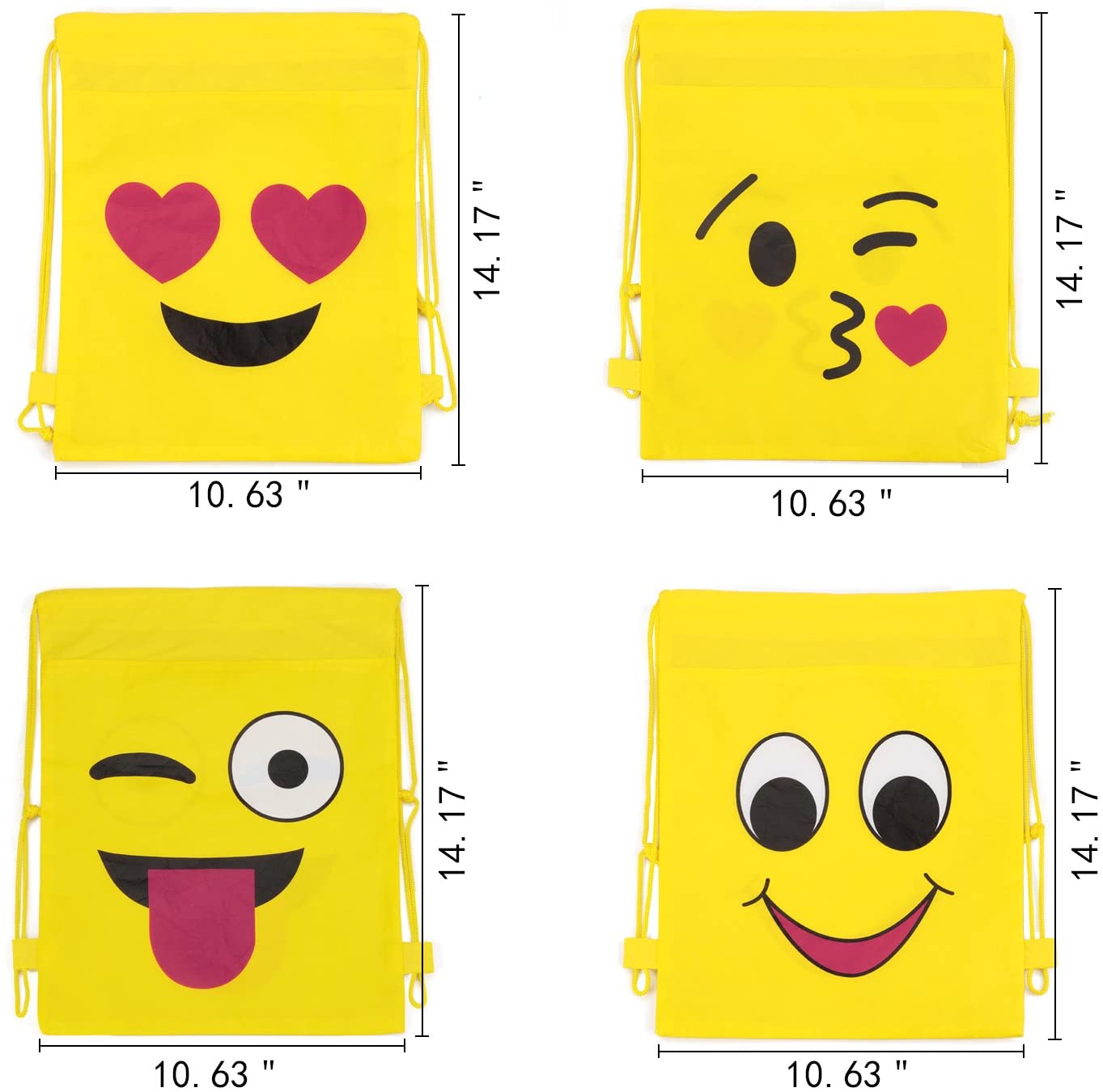 Konsait Emoji Bags for Kids (12Pack), Emoji Cartoon Gift Drawstring ...