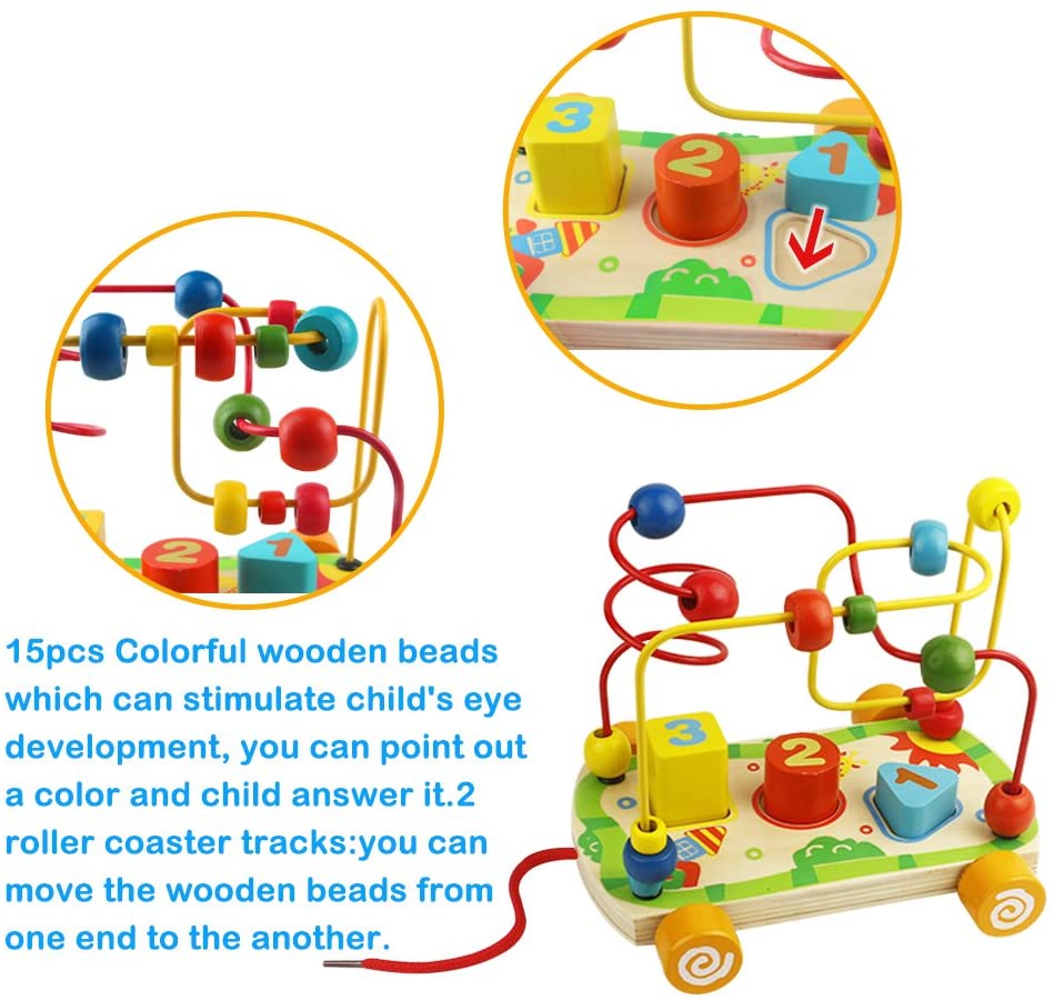 Wooden Toys Baby Bead Maze,Wooden Car Roller Coaster Beads Abacus ...