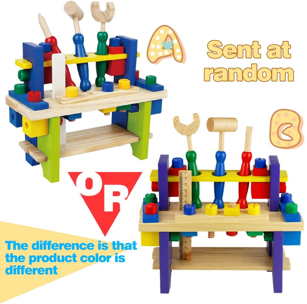 Wooden Toys Workbench Kids Workbench Wooden Tool Kit DIY Workbench for ...
