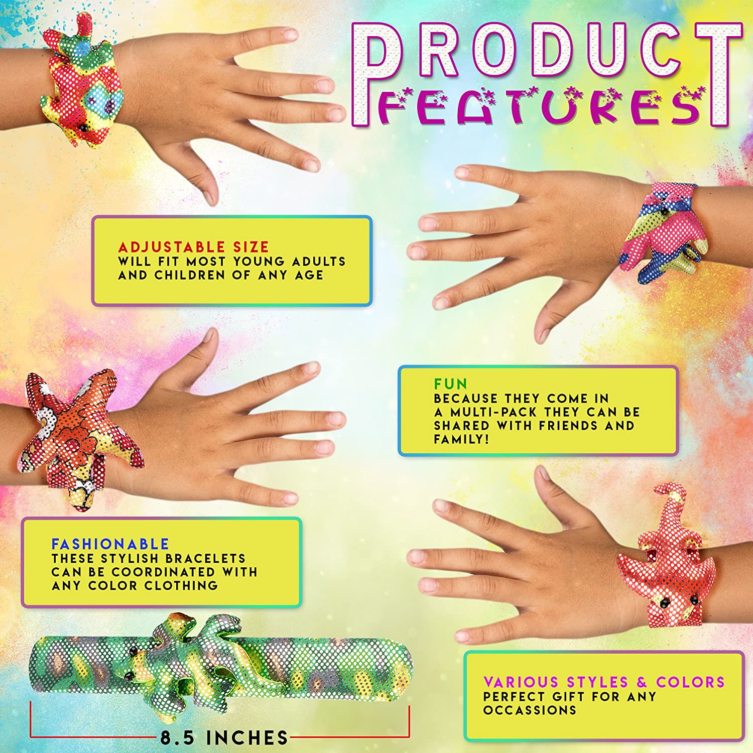 THE TWIDDLERS – 12 Fabric Animal Themed Snap Bracelets for Boys and ...