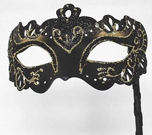 LADIES SPARKLING BLACK AND GOLD RIALTO VENETIAN MASQUERADE CARNIVAL ...