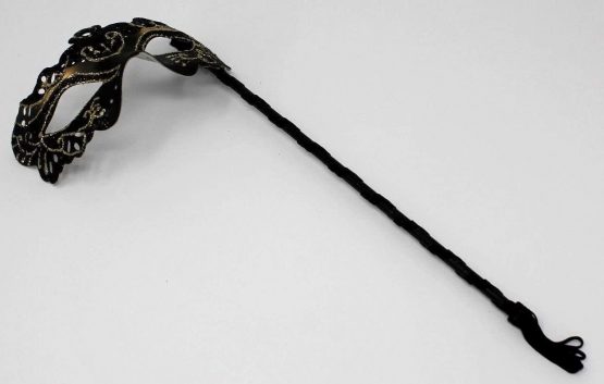 LADIES SPARKLING BLACK AND GOLD RIALTO VENETIAN MASQUERADE CARNIVAL ...