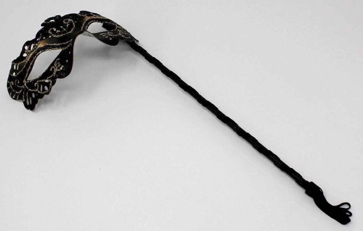 LADIES SPARKLING BLACK AND GOLD RIALTO VENETIAN MASQUERADE CARNIVAL ...