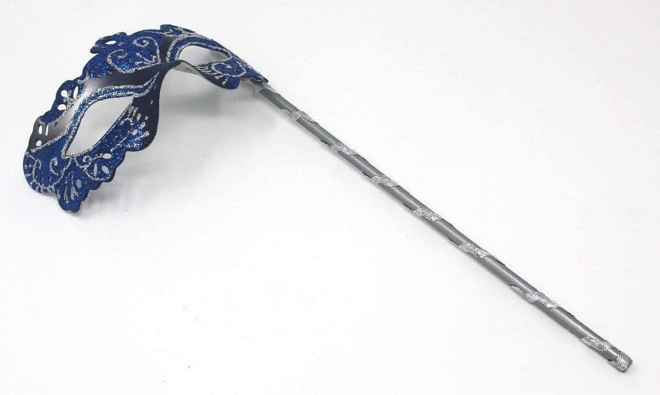 LADIES SPARKLING BLUE & SILVER RIALTO VENETIAN MASQUERADE CARNIVAL ...