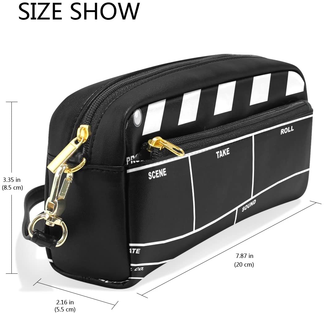 ZZKKO Movie Clapboard Leather Zipper Pencil Case Pen Stationary Bag ...