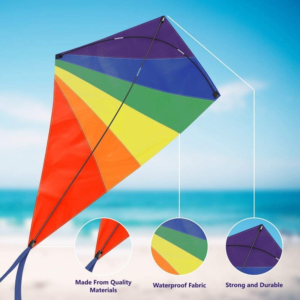 Huge Diamond Kite for Kids, Easy Flyer Rainbow Kites for Children and ...