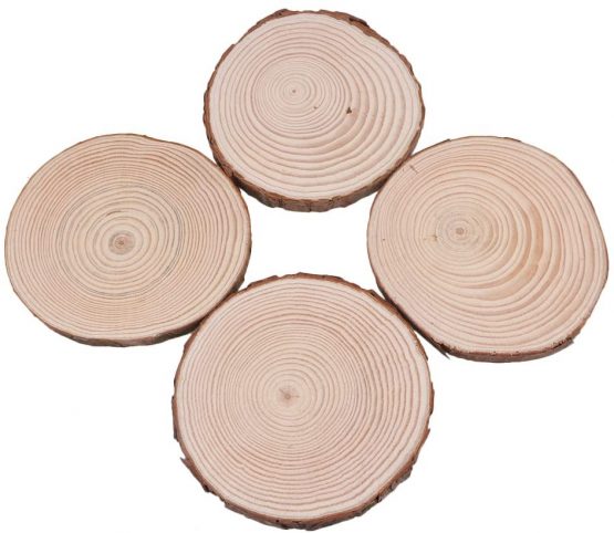 RDEXP 14cm-16cm Dia Natural Pine Wood Unfinished Round Discs Tree Bark ...