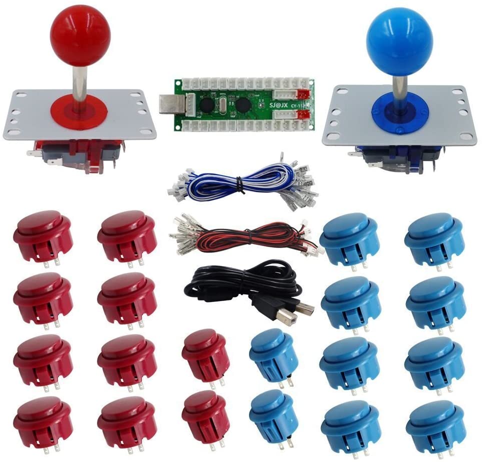 SJJX 2 Players DIY Arcade Game Button and Joysticks Controller Kits for Raspberry Pi and Windows ...
