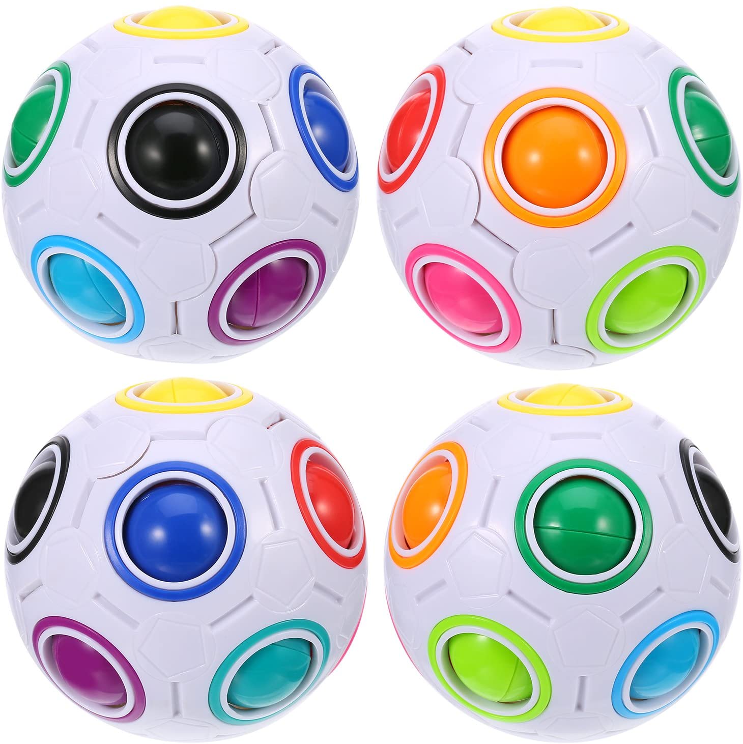 4 Pack Magic Rainbow Ball Puzzle Speed Cube Ball Toy Brain Teaser with ...