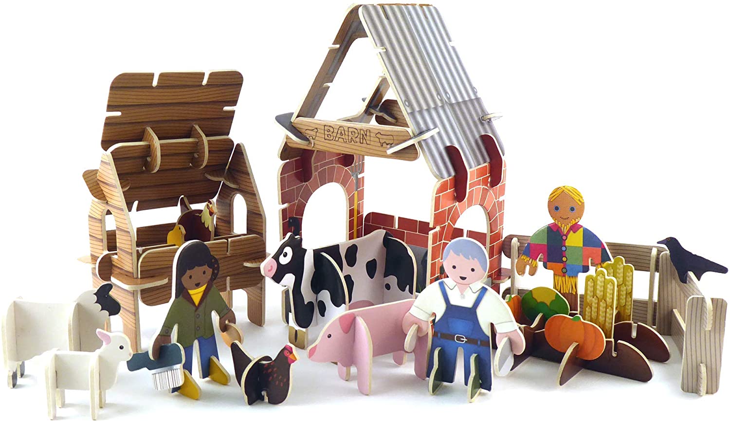 PLAYPRESS Childrens Farmyard Eco-Friendly Playset. Contains 8 toy farm ...