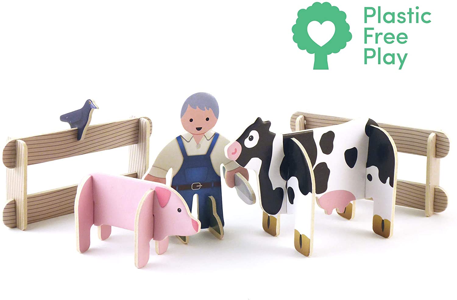 PLAYPRESS Childrens Farmyard Eco-Friendly Playset. Contains 8 toy farm ...