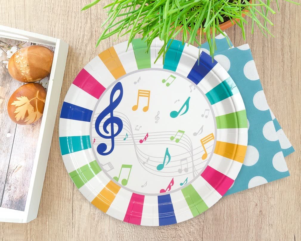 Disposable Plates – 80-Count Paper Plates, Music Party Supplies for ...