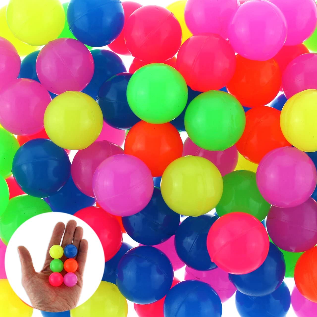 LG-Imports 6 x Bouncing Ball Rubber Ball dops Neon Colourful 25 mm ...