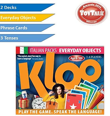KLOO Easy to Learn Italian Card Games – Vocabulary Everyday Objects ...