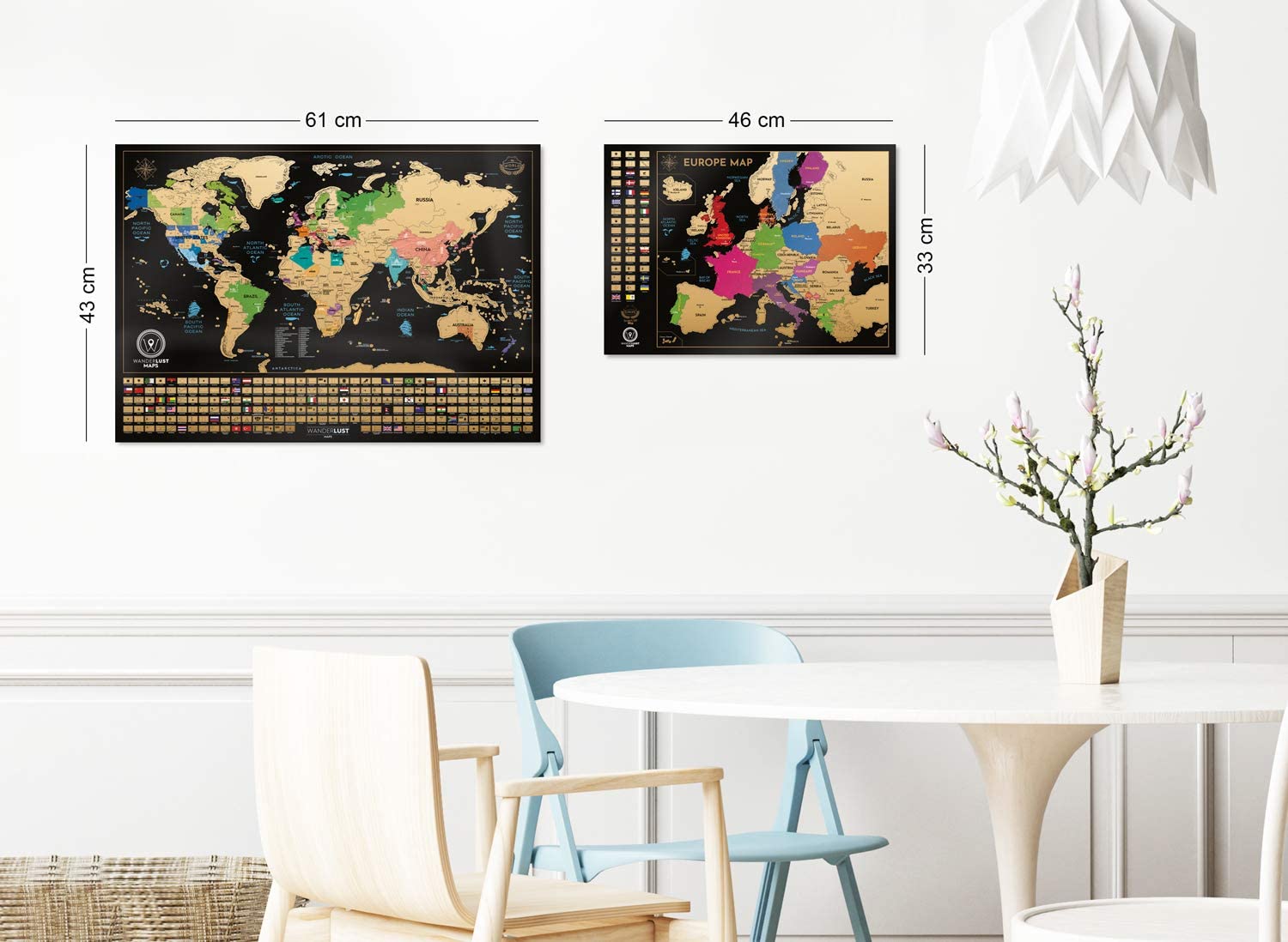 Two Scratch Off Maps – Scratch Off World Map + Europe Map – Deluxe ...