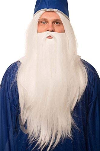 Magician wig in white in a set with a white beard for men & women ...