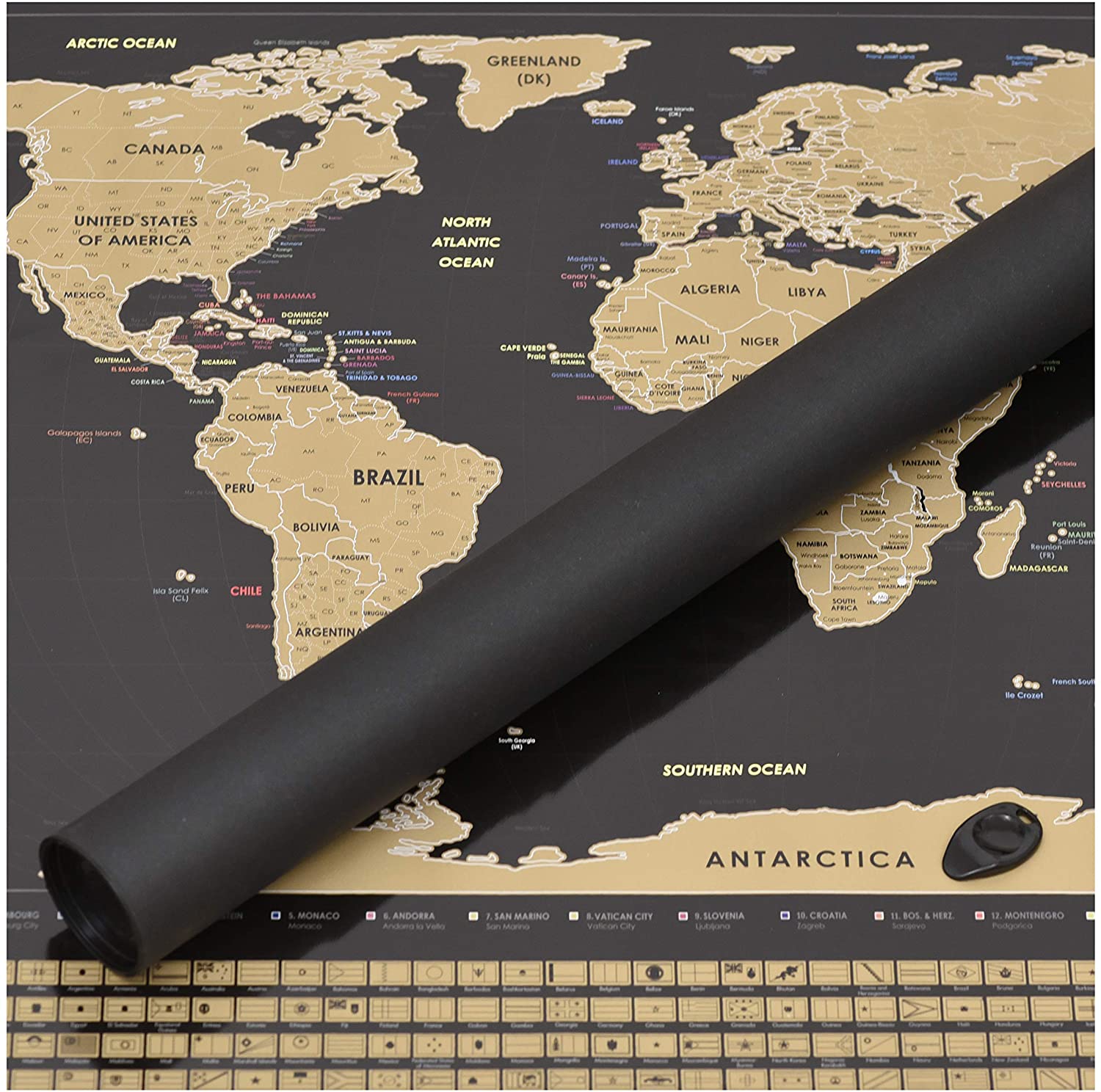 Perfect Travel Map – A Beautiful Black XXL Scratchable World Map – The for any Traveller ...