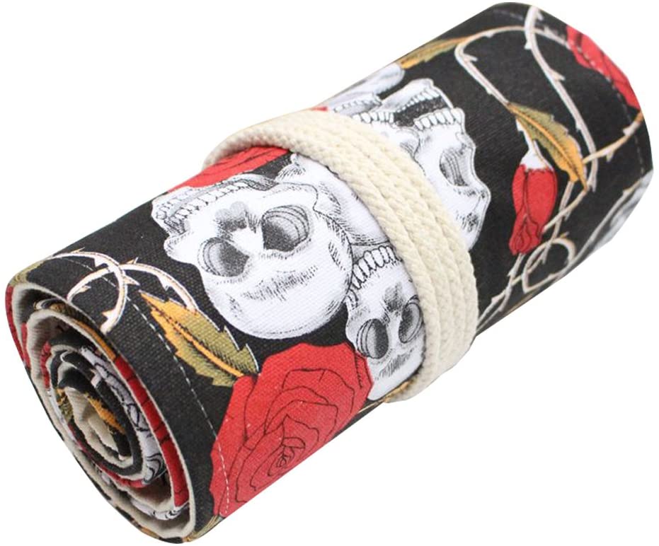 SIPLIV Canvas Roll-up Pencil Wrap, Travel Drawing Coloring Pencils ...
