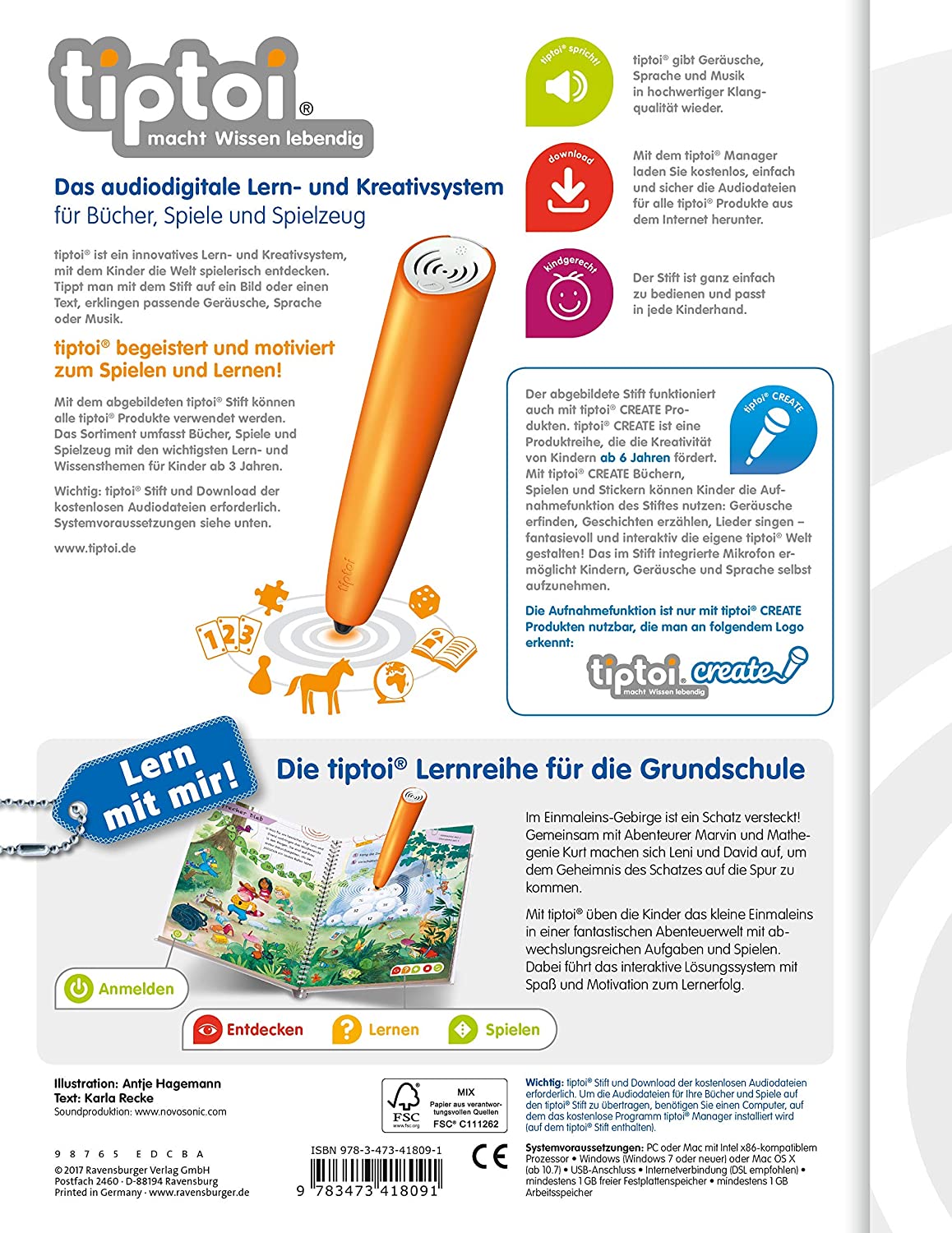 tiptoi Ravensburger Book Das kleine 1 x 1 – Lern mit Mir! + 008018 The ...