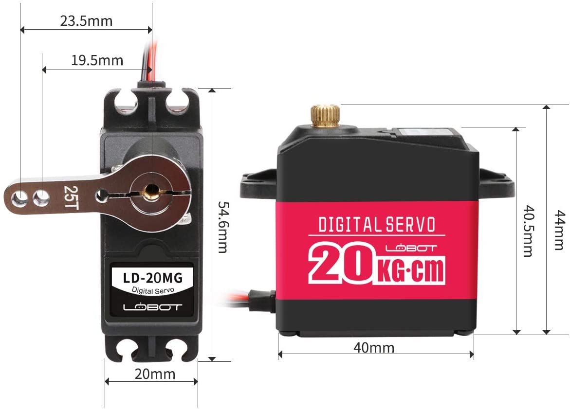 Lewansoul Hiwonder LD-20MG Full Metal Gear Standard Digital Servo with ... Lewansoul Hiwonder LD-20MG Full Metal Gear Standard Digital Servo with ...