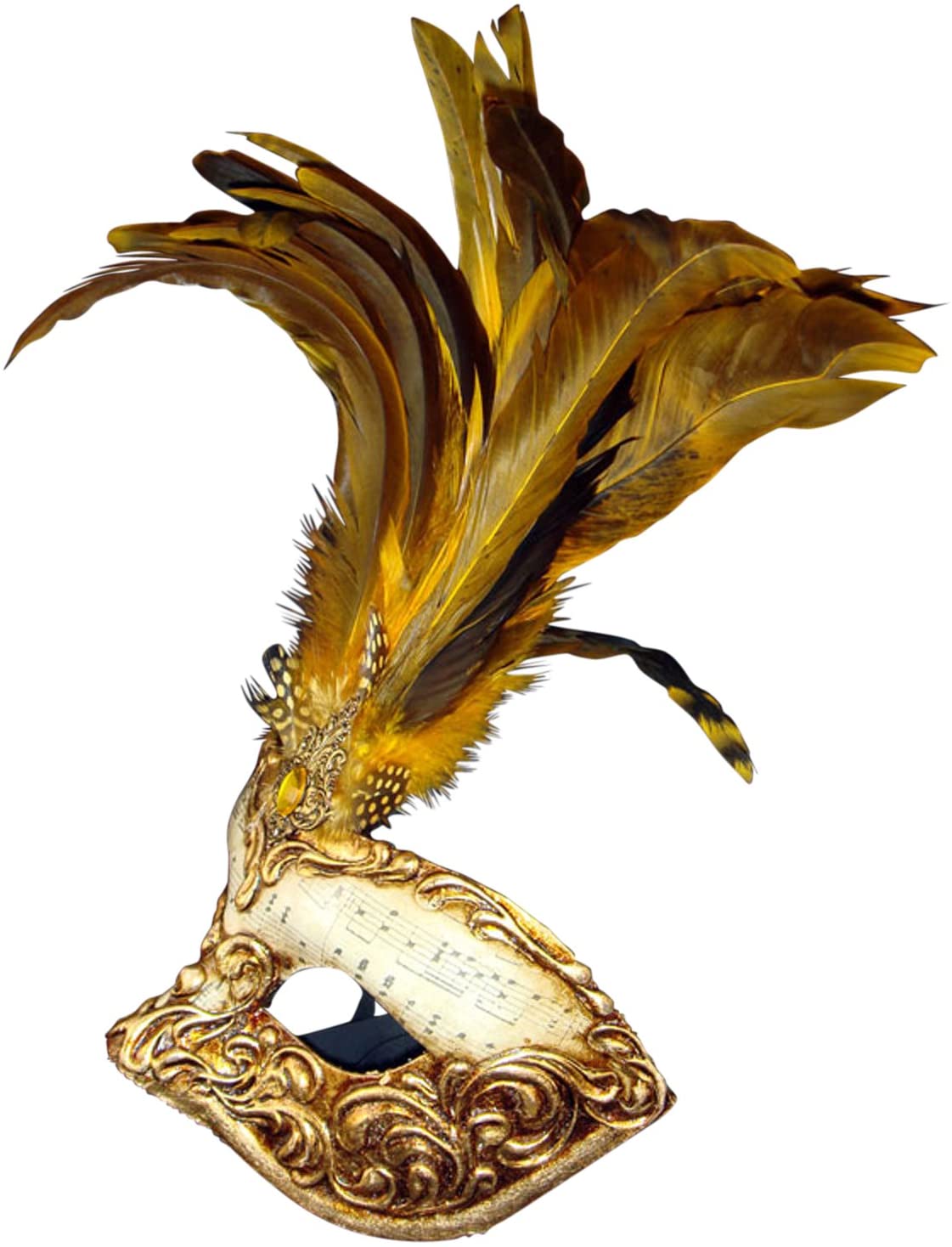 Venetian Eye Mask Colombina Piume For Women (yellow feathers) – TopToy