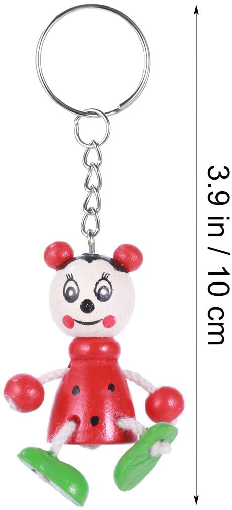 TOYMYTOY 24pcs Key Chain Rings Cute Cartoon Animal Wooden Keyrings ...