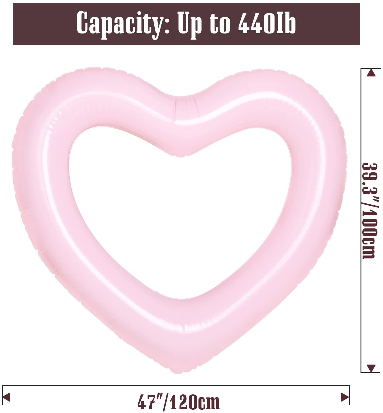 HeySplash Inflatable Swim Rings, 47.3″ x 39.4″ Heart Shaped Swimming ...