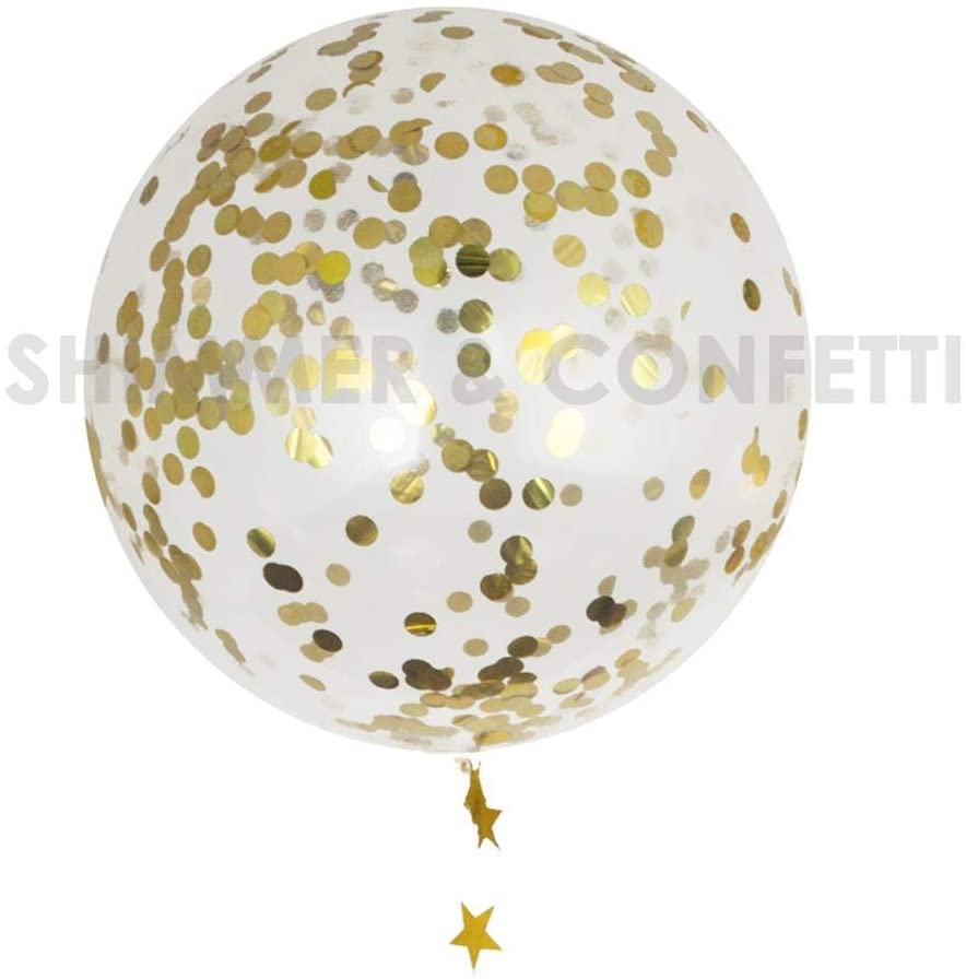 Shimmer and Confetti 15 Pack Large Gold Confetti Balloons with 5 Pieces ...